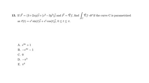 Solved If Vec F 3 2xy Vec I X2 3y2 Vec J ﻿and