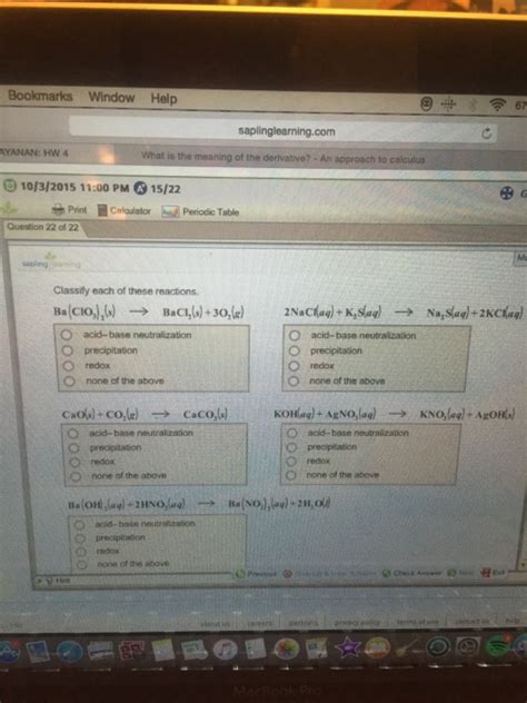 Solved Classify Each Reaction Chegg Com