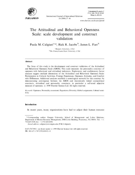 pdf the attitudinal and behavioral openness scale scale development
