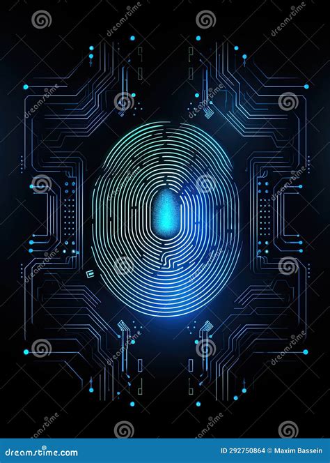 Fingerprint In Electronic Form Generated By Ai Stock Illustration