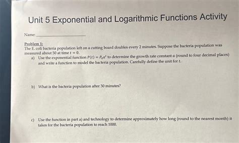 solved unit 5 exponential and logarithmic functions activity