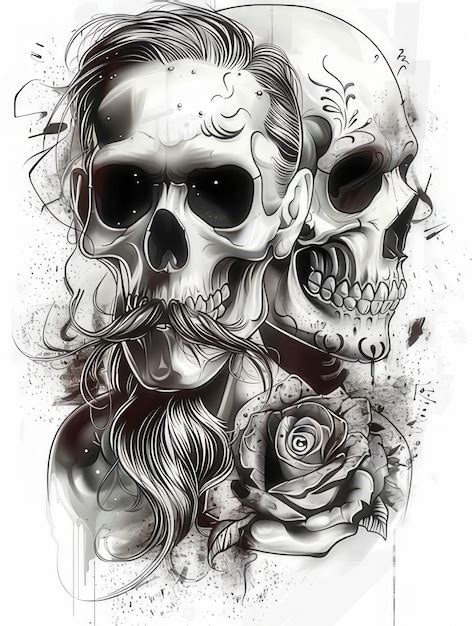 A Drawing Of A Man With A Beard And A Flower On It Premium Ai Generated Image