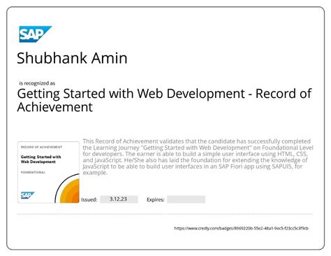 Shubhank Amin On Linkedin Webdevelopment Sapcertification Sap Learning
