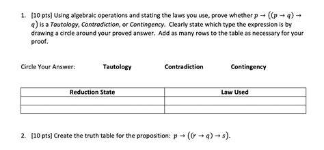 solved pq 1 [10 pts] using algebraic operations and
