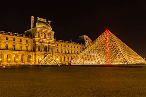 Amazing View Of Louvre Museum At Night In Paris France Editorial Image