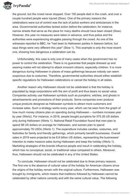 Why Should We Not Celebrate Halloween 930 Words Essay Example