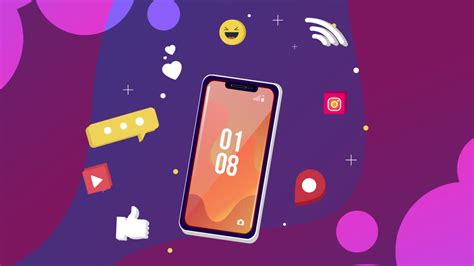 무료 스톡 영상 현대 스마트폰 소셜 미디어 인터페이스 일러스트레이션