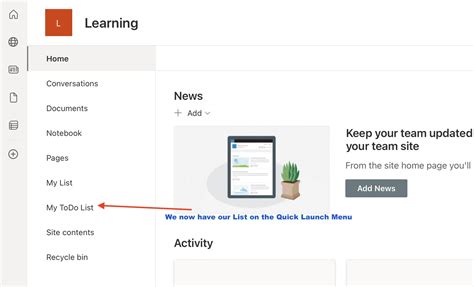 How To Add A Task List To Quick View Menu In Sharepoint Online Site