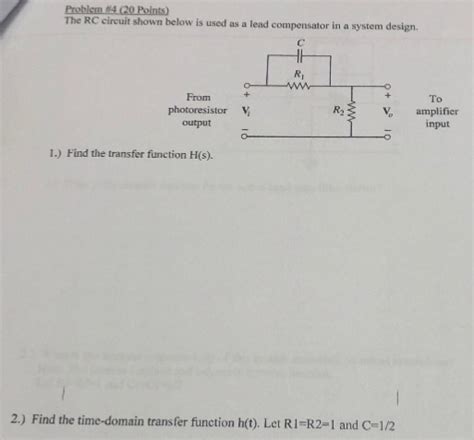 solved problem 4 20 points the rc circuit shown below is
