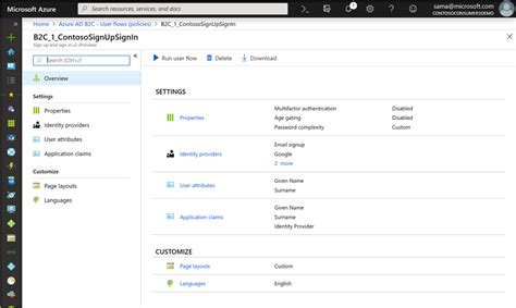azure b2c sign up user flow select the user flow as per your requirement