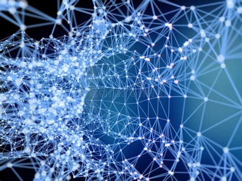 Abstract Polygonal Space Low Poly Dark Background With Connecting Dots And Lines Stock