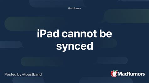 Ipad Cannot Be Synced Macrumors Forums