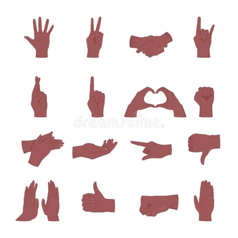 Body Language Semi Flat Color Vector Hand Gestures Set Stock