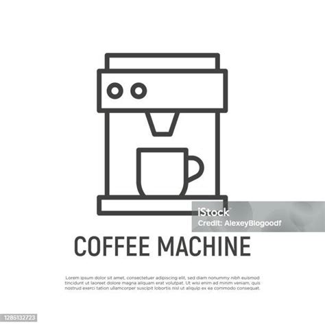 컵 얇은 라인 아이콘커피 머신 카페 장비 가전 제품 벡터 그림입니다 로고에 대한 스톡 벡터 아트 및 기타 이미지 로고 커피