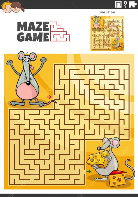 Cheesemunching Cartoon Mice Navigate Through A Maze Game Vector