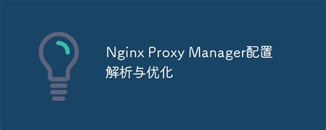 Nginx Proxy Manager配置解析与优化 Nginx Php中文网