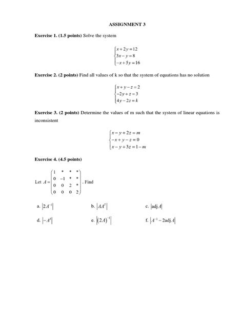 solving systems of linear equations exercises in determining