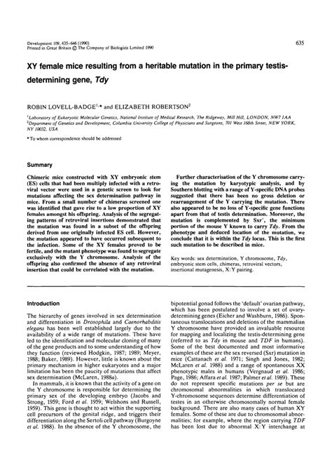 Pdf Xy Female Mice Resulting From A Heritable Mutation In The Primary