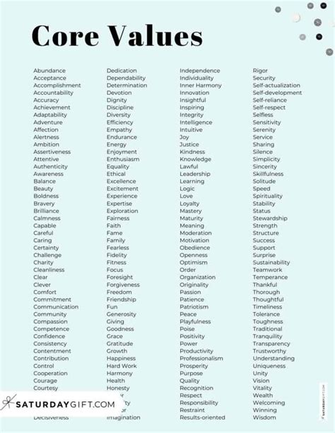 Core Values Examples Of 150 Personal Values Core Values List Pdf Personal Core Values