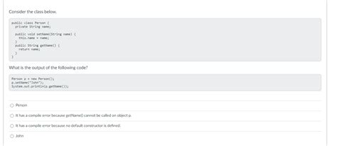 Solved Consider The Class Below Public Class Person