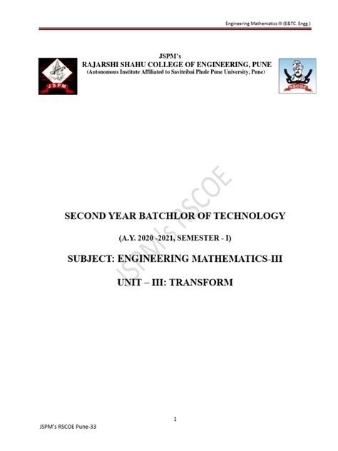 Notes Unit Iii Fourier Transform Pdf Differential Equations