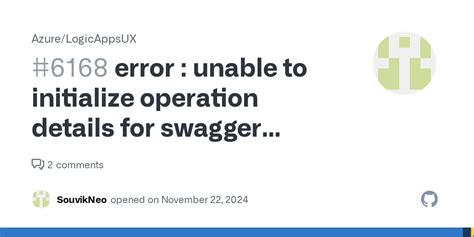 Error Unable To Initialize Operation Details For Swagger Based Operation · Issue 6168 · Azure