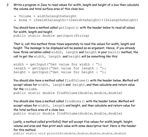 Solved Write A Program In Java To Read Values For Width