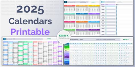 2025 Calendar Excel Templates Free Download