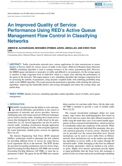 pdf an improved quality of service performance using red s active