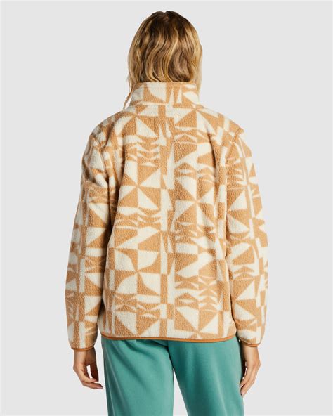 Womens Boundary Half Zip Fleece Pullover Latte Billabong Au