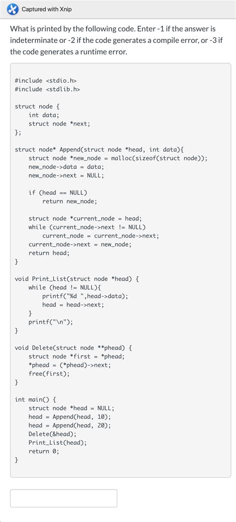 solved captured with xnip what is printed by the following