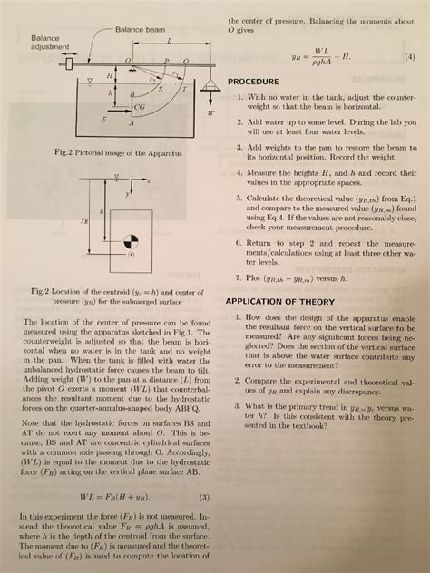 Solved EXPERIMENT HYDROSTATIC FORCE ON A PLANE SURFACE Chegg
