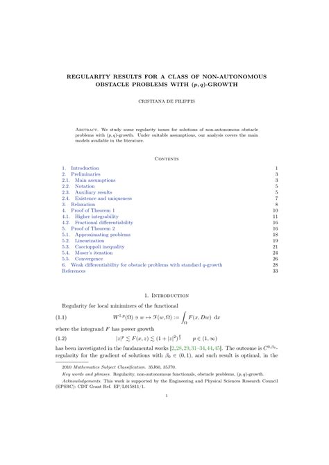 Pdf Regularity Results For A Class Of Non Autonomous Obstacle
