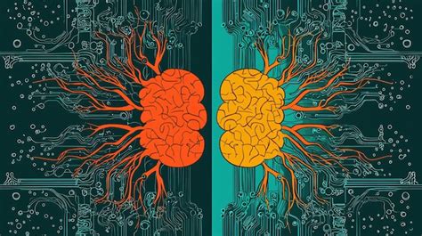 Artificial Neural Networks Top View Cartoon Illustration In Split Complementary Color Sche