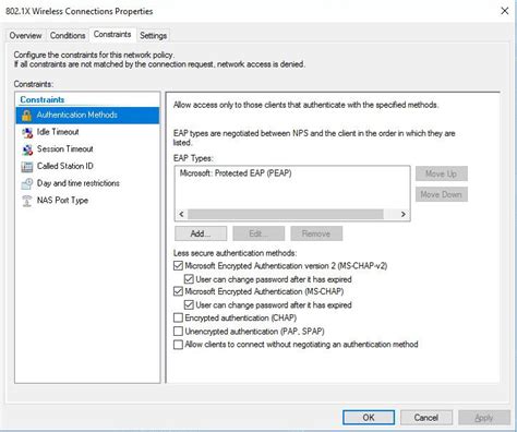 nps server without certificate configuration wireless access