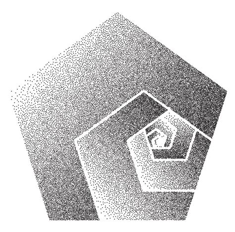 big golden ratio stippled pentagon visualization of fibonacci
