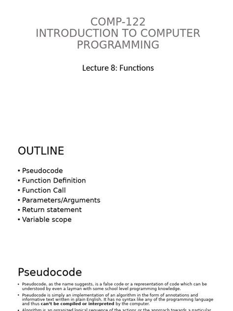 Comp Lecture 8 Functions Pdf Parameter Computer Programming