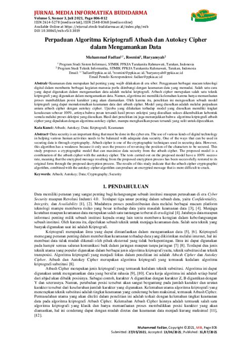 Pdf Perpaduan Algoritma Kriptografi Atbash Dan Autokey Cipher Dalam