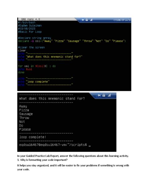 Using Looping Constructs In Your Guided Practice Lab Report Answer The Following Questions