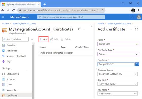 워크플로에서 B2b 메시지를 보호하기 위한 인증서 추가 Azure Logic Apps Microsoft Learn