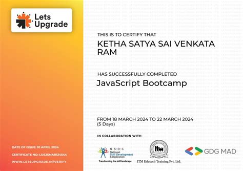 Ketha Satya Sai Venkata Ram On Linkedin Thrilled To Announce My Completion Of The Javascript
