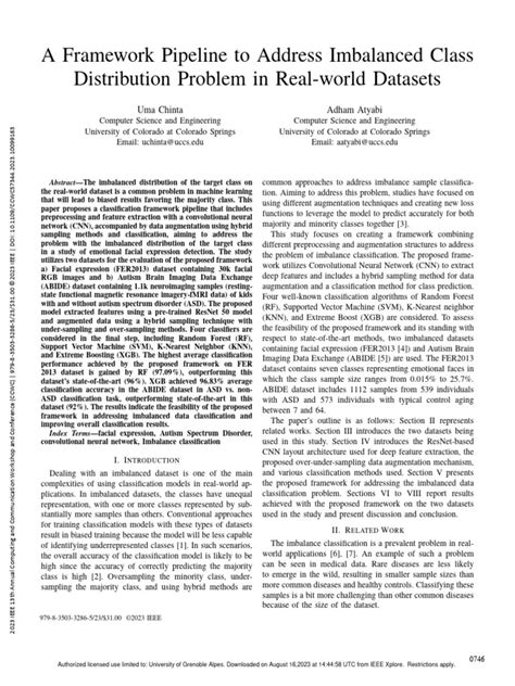 A Framework Pipeline To Address Imbalanced Class Distribution Problem