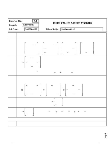 eigen values and eigen vectors bmu pdf