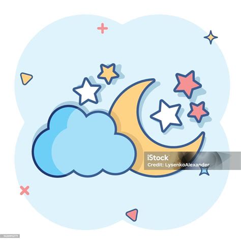 만화 스타일의 클로드 아이콘벡터 만화 달과 별 야간 컨셉 일러스트 픽처 픽토그램 클라우드 달 비즈니스 스플래시 효과 개념 구름에 대한 스톡 벡터 아트 및 기타 이미지