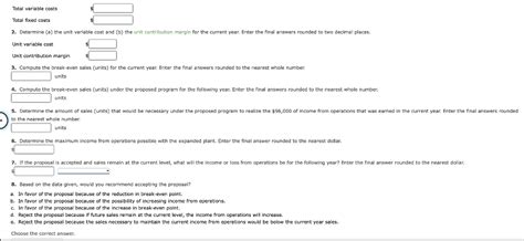 Solved Unit Variable Cost Unit Contribution Margin 3