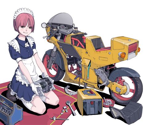 Safebooru 1girl Apron Black Footwear Blue Dress Breasts Brown Eyes