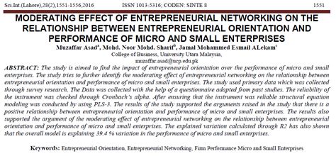 Moderating Effect Of Entrepreneurial Networking On The Relationship Between Entrepreneurial
