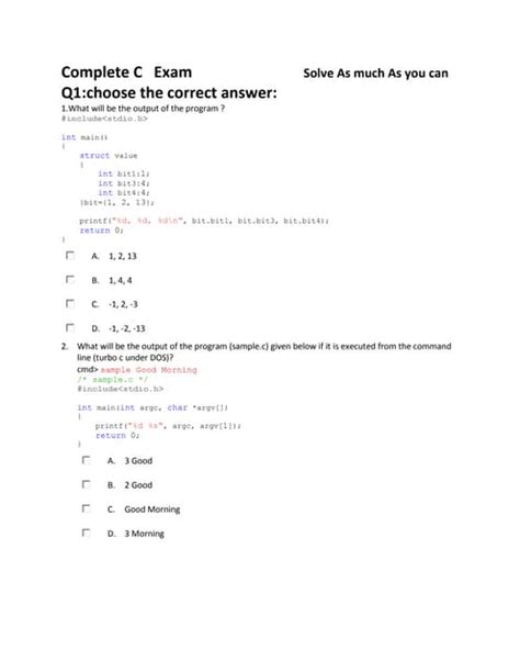C Exam Pdf