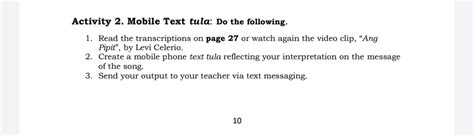 Solved Activity 2 Mobile Text Tula Do The Following 1 Read The Course Hero