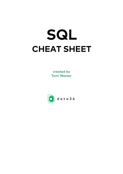 Sql Cheat Sheet For Data Scientists By Tomi Mester SQL CHEAT SHEET Created By Tomi Mester
